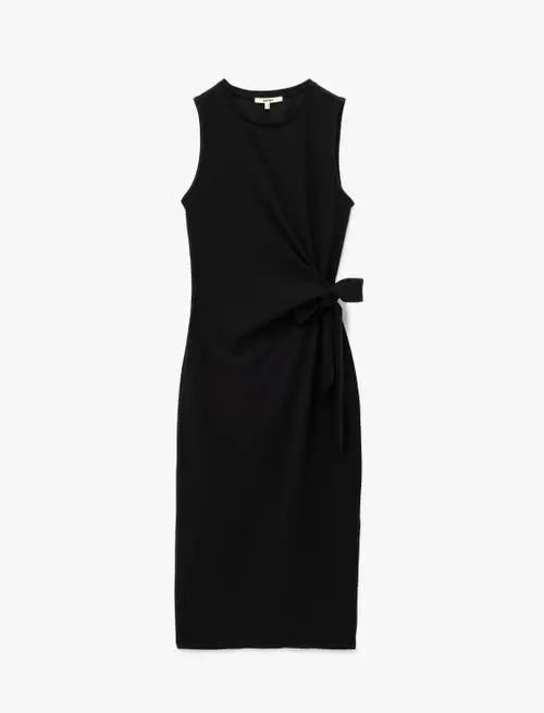 Koton Slim Sleeveless Crew Neck Midi Dress With Tie Detail