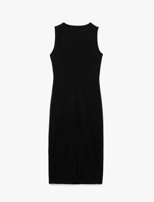 Koton Slim Sleeveless Crew Neck Midi Dress With Tie Detail