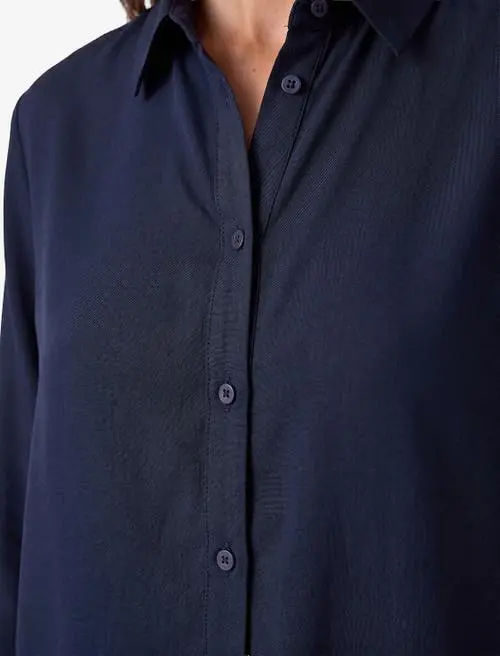 Koton Long Sleeve Collared Satin Shirt