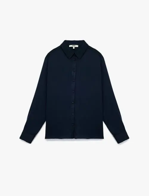 Koton Long Sleeve Collared Satin Shirt