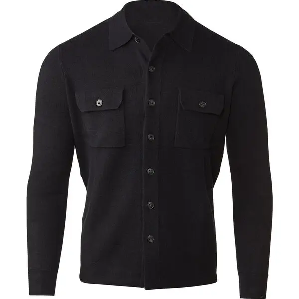 Kinross Cashmere Shirt Jacket - Black