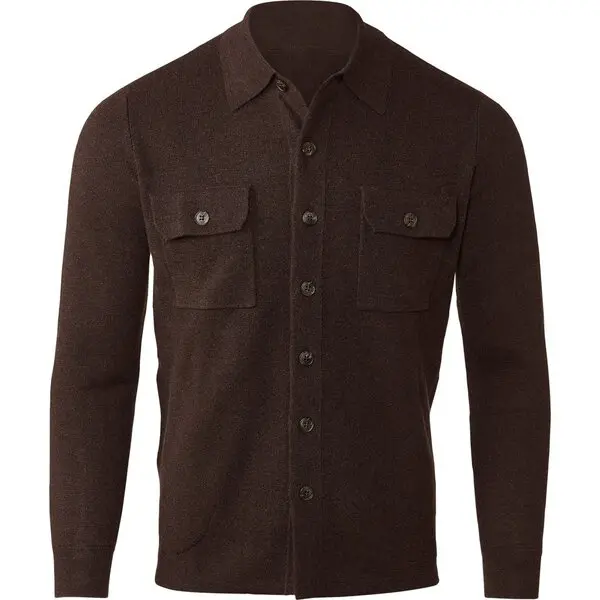 Kinross Cashmere Shirt Jacket - Coffee