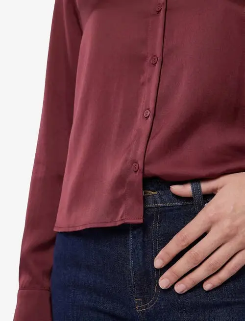Koton Regular Fit Point Collar Long Sleeve Satin Shirt