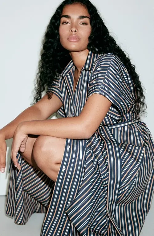 Mango Striped A-line Shirtdress