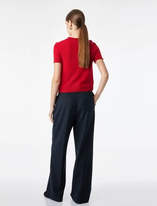 Koton Regular Fit Stand Collar Short Sleeve Knit Top