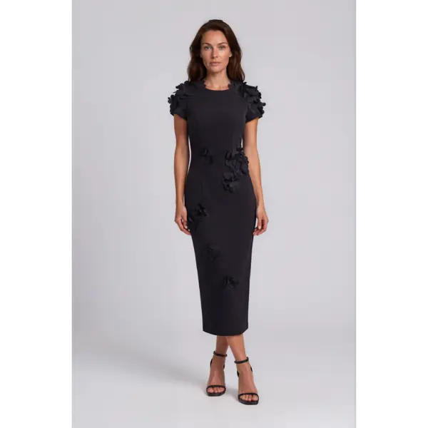 Rene Ruiz Collection High Neck Crepe Cocktail Dress - Black