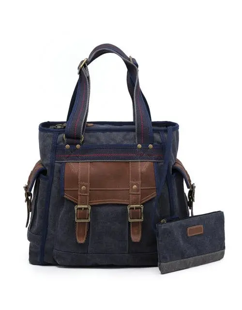 TSD BRAND Turtle Ridge Canvas Organizer Tote - Navy