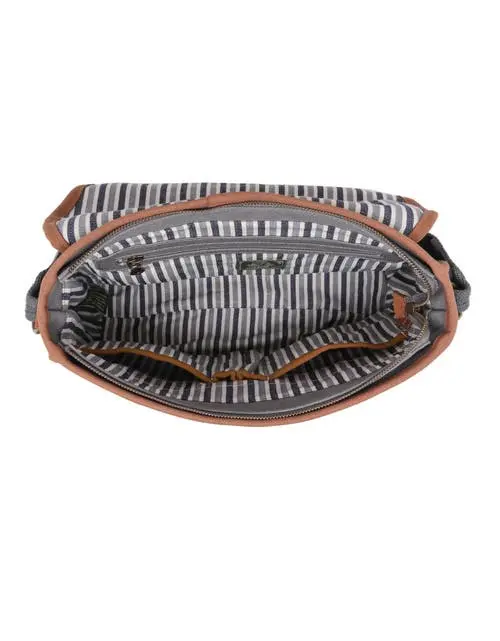 TSD BRAND Dolphin Studded Canvas Messenger Bag - Grey