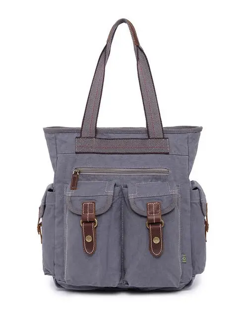 TSD BRAND Atona Canvas Utility Tote - Grey