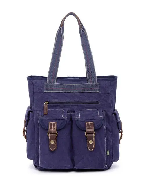 TSD BRAND Atona Canvas Utility Tote - Navy