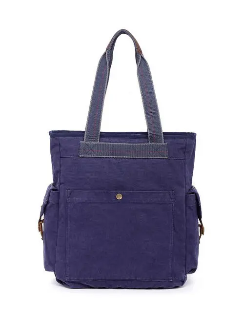 TSD BRAND Atona Canvas Utility Tote - Navy