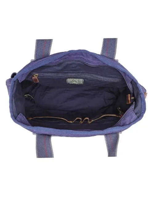 TSD BRAND Atona Canvas Utility Tote - Navy