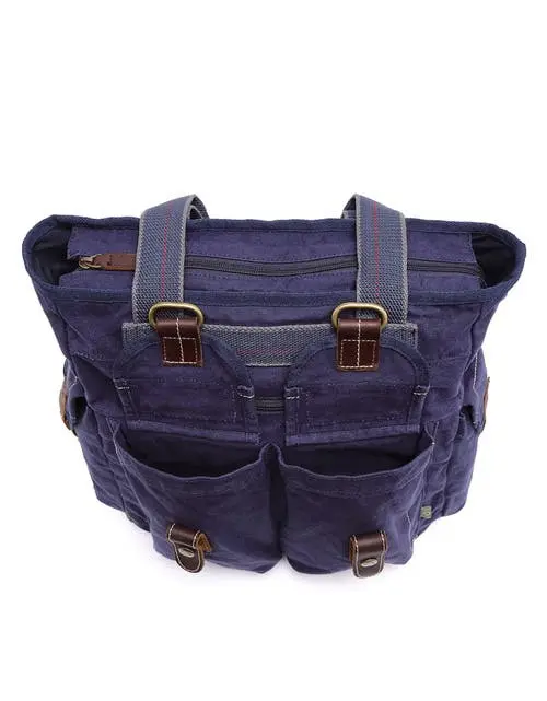 TSD BRAND Atona Canvas Utility Tote - Navy
