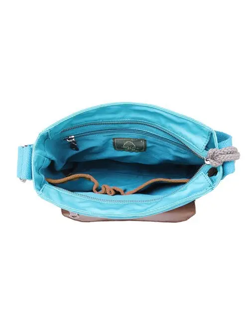 TSD BRAND City Light Coated Canvas Flap Crossbody Bag - Teal