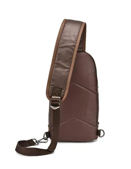 TSD BRAND City Light Coated Canvas Sling Bag - Brown