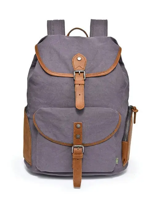 TSD BRAND Milo Canvas Drawstring Laptop Backpack - Grey