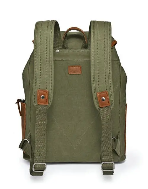 TSD BRAND Milo Canvas Drawstring Laptop Backpack - Olive