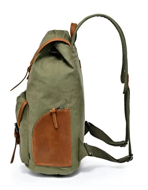 TSD BRAND Milo Canvas Drawstring Laptop Backpack - Olive