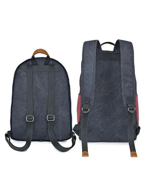 TSD BRAND Trail And Tree Canvas Double Backpack Set - Navy