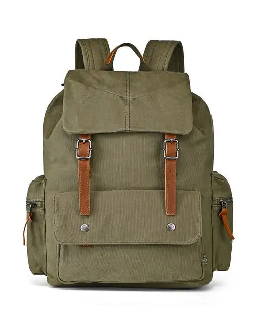 TSD BRAND Coast Ranch Canvas Laptop Backpack - Olive