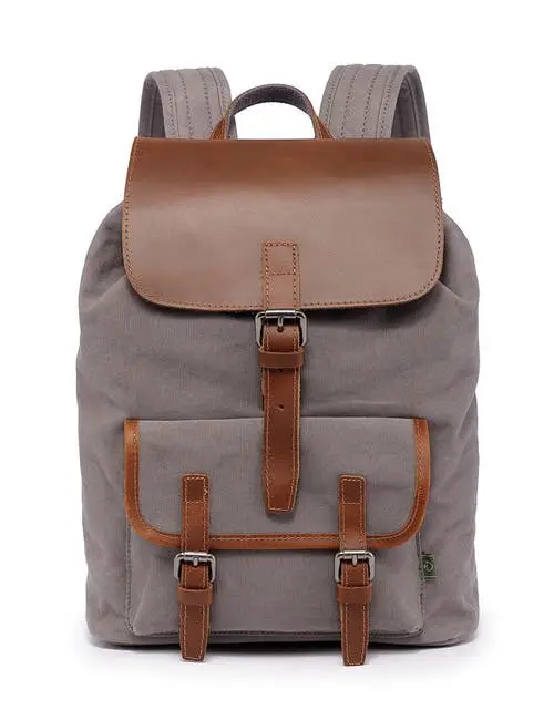 TSD BRAND Bigleaf Canvas Drawstring Backpack - Grey