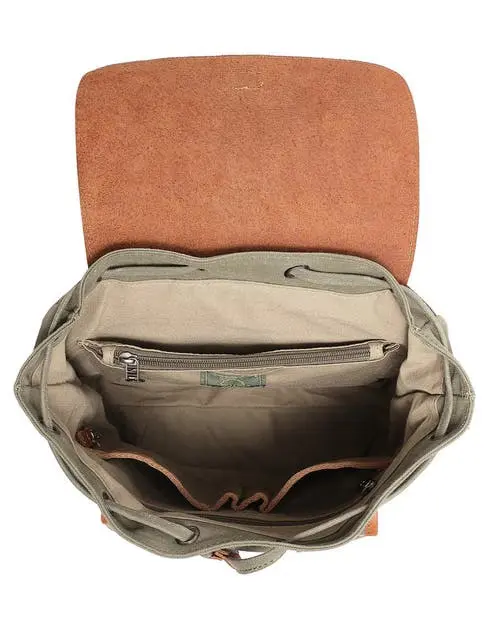 TSD BRAND Bigleaf Canvas Drawstring Backpack - Olive