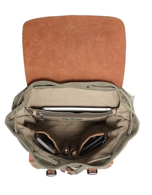 TSD BRAND Bigleaf Canvas Drawstring Backpack - Olive