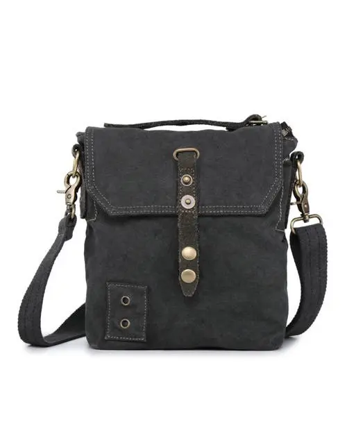 TSD BRAND Coastal Canvas Flap Crossbody Bag - Grey