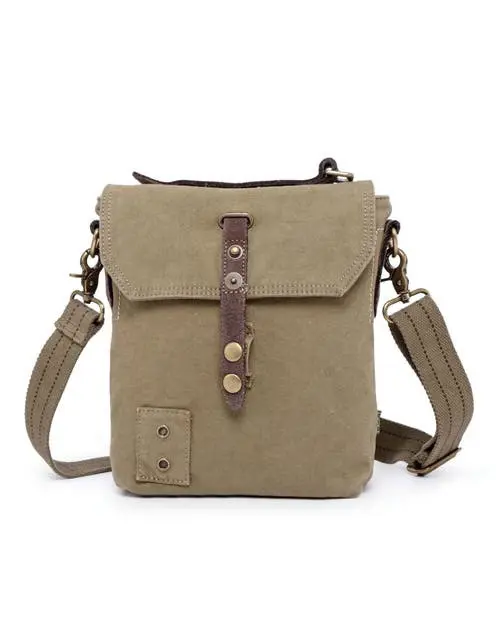 TSD BRAND Coastal Canvas Flap Crossbody Bag - Olive