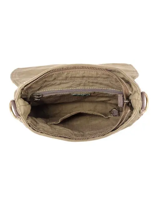 TSD BRAND Coastal Canvas Flap Crossbody Bag - Olive