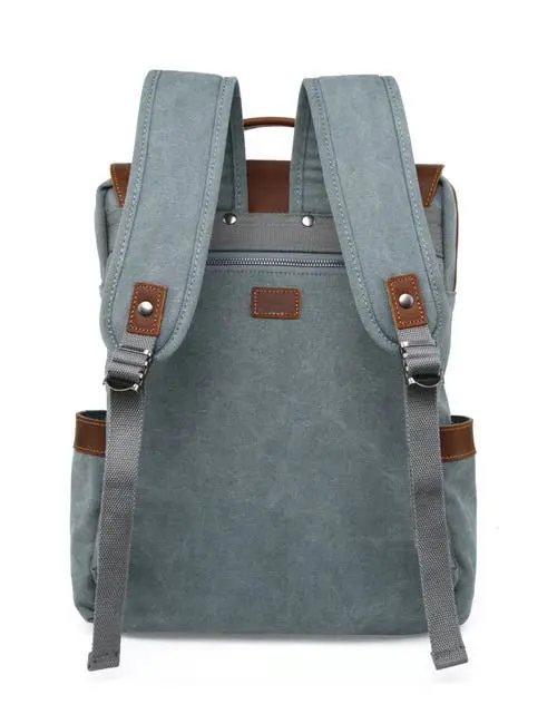TSD BRAND Valley Hill Canvas Laptop Backpack - Teal