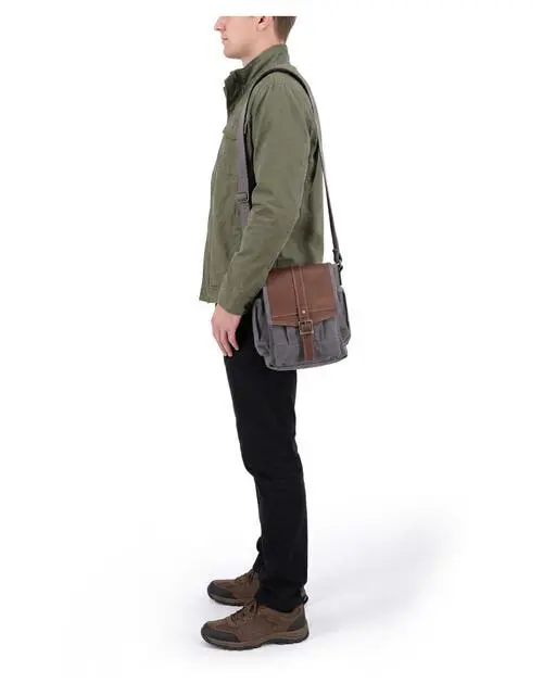 TSD BRAND Turtle Ridge Canvas Flap Crossbody Bag - Grey