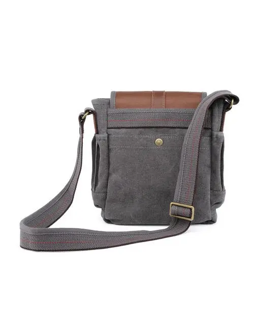 TSD BRAND Turtle Ridge Canvas Flap Crossbody Bag - Grey