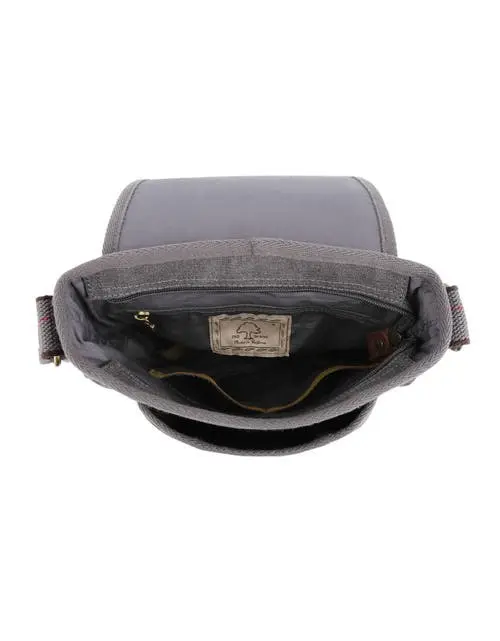 TSD BRAND Turtle Ridge Canvas Flap Crossbody Bag - Grey