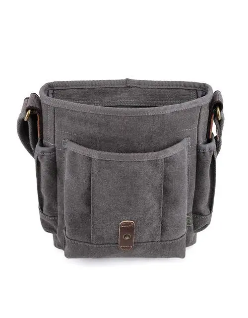 TSD BRAND Turtle Ridge Canvas Flap Crossbody Bag - Grey