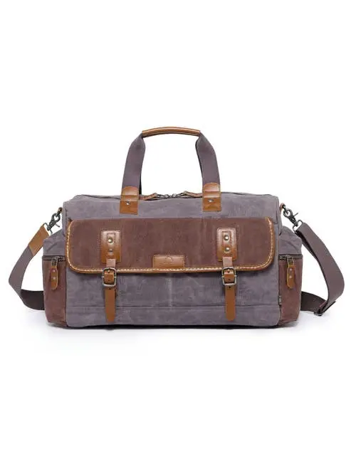TSD BRAND Stone Creek Waxed Canvas Duffel Bag - Grey