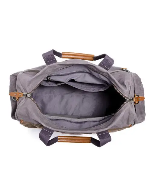 TSD BRAND Stone Creek Waxed Canvas Duffel Bag - Grey