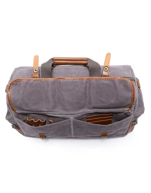 TSD BRAND Stone Creek Waxed Canvas Duffel Bag - Grey