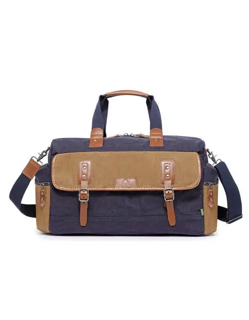 TSD BRAND Stone Creek Waxed Canvas Duffel Bag - Navy