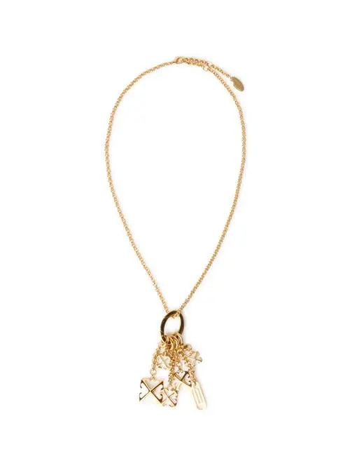 Off-White Snap-hook Necklace With Pendants - Multicolor