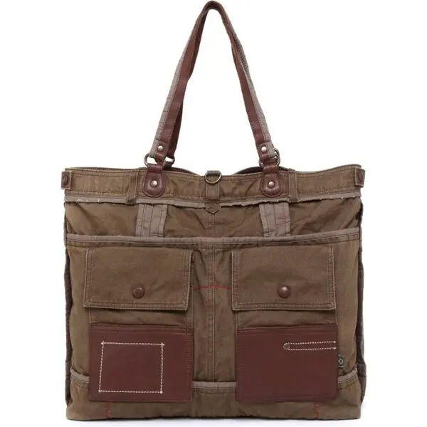TSD BRAND Lake Toya Canvas Convertible Tote - Olive