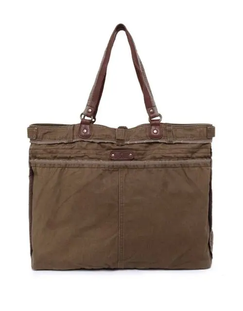 TSD BRAND Lake Toya Canvas Convertible Tote - Olive