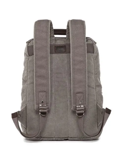 TSD BRAND Ridge Valley Canvas Laptop Backpack - Grey