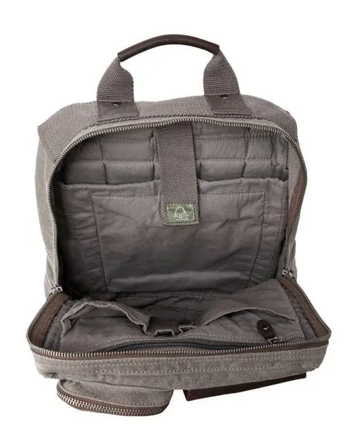 TSD BRAND Ridge Valley Canvas Laptop Backpack - Grey