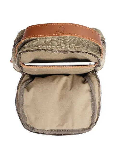 TSD BRAND Madrone Canvas Double Compartment Sling Bag - Olive