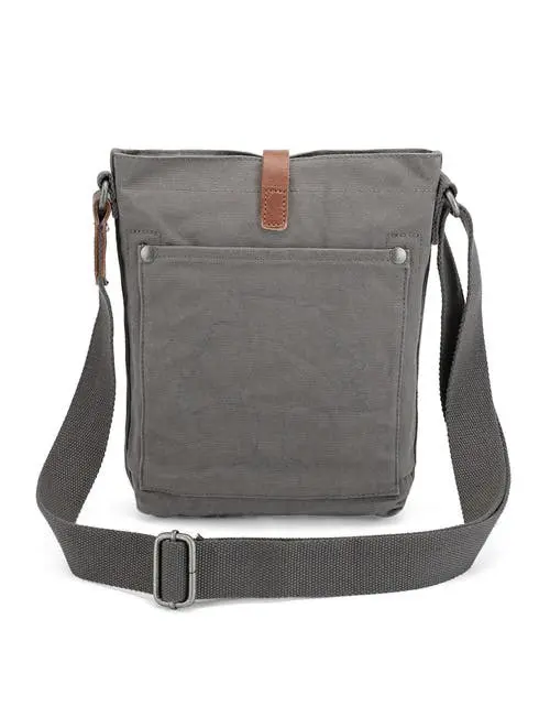 TSD BRAND Forest Canvas Zip Crossbody Bag - Grey