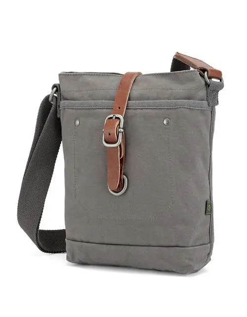 TSD BRAND Forest Canvas Zip Crossbody Bag - Grey