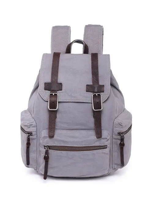 TSD BRAND Silent Trail Canvas Drawstring Laptop Backpack - Grey