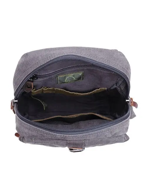 TSD BRAND Sunset Cove Canvas Pocket Sling Bag - Grey