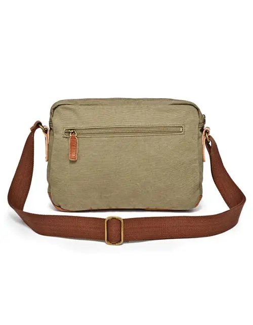 TSD BRAND Trail Breeze Canvas Pocket Messenger Bag - Olive
